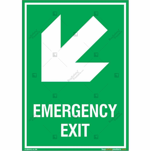 Vertical Down Arrow Emergency Exit Sign Custom Signs